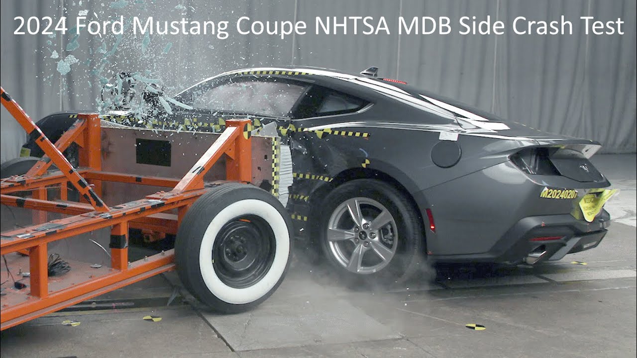 Crash Testing Video: 2024 Ford Mustang Coupe NHTSA MDB Side Crash Test ...