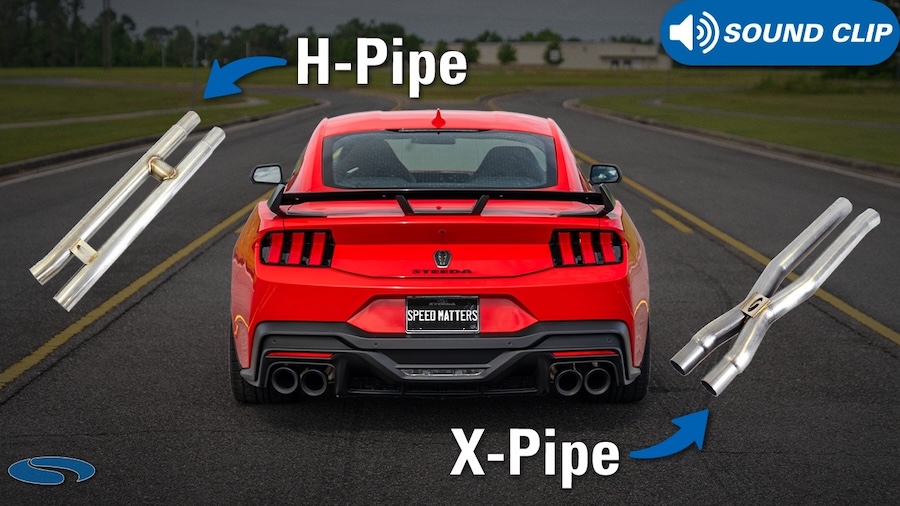 X-Pipe vs H-Pipe on a Mustang Dark Horse | Sound Clips & Dyno ...